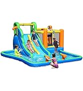 Amazon.com: Action Air Inflatable Water Slide, Bounce House with Slide ...