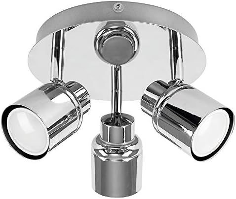 MiniSun | Modern Polished Chrome 3 Way Round Plate Ceiling Spotlight ...