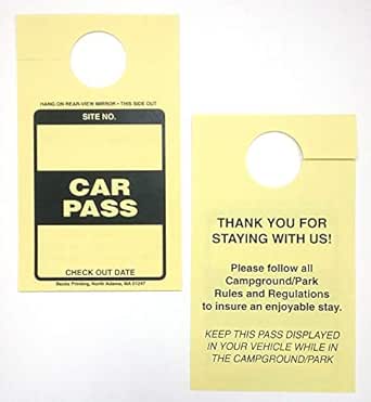 Car Pass Parking Permit Rearview Mirror Hang Tag for Campgrounds RV ...