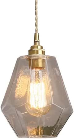 UQABS Rhombus Hanging Lamp Transparent Glass Chandelier Light Fixtures ...