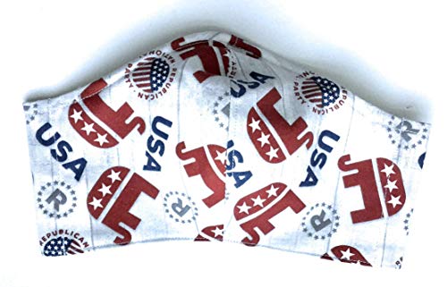 Amazon.com: White Red GOP Elephant Fitted Face Mask, Washable 3-layer ...