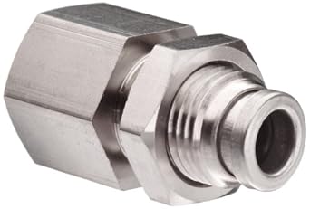 SMC KQG2 Series Stainless Steel 316 Push-to-Connect Tube Fitting, Bulkhead Connector, 1/4" Tube ...