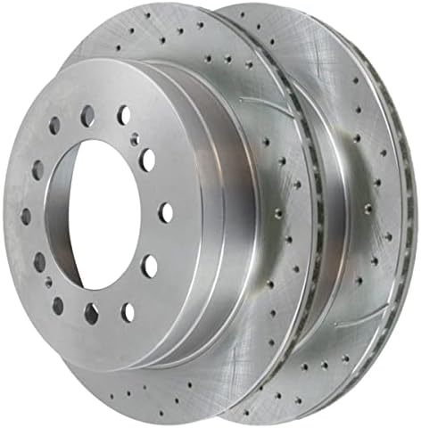 Amazon.com: AutoShack Rear Drilled Slotted Brake Rotors Silver Pair of 2 Driver and Passenger ...