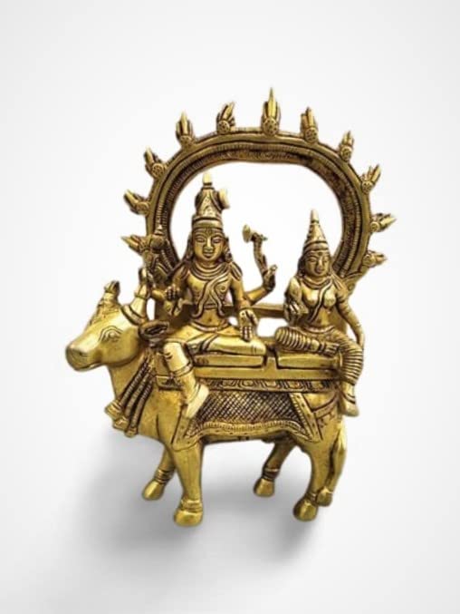 Buy YRK Brass Pradosha Murthy | Shiva Parvathi Seating on Bull Online ...