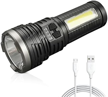 LED Torch USB Rechargeable Super Bright Torches 2W COB & 1W LED ...