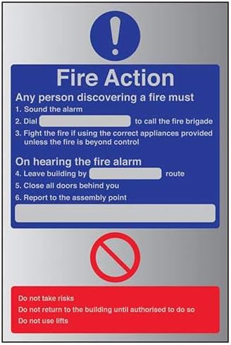 VSafety General Fire Action Dial Sign – 150mm x 200mm – 3mm Brushed Alu ...
