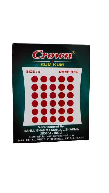 CROWN KUM KUM Round Deep Red Sticker Bindiya Bindis Spiral Bindi ...