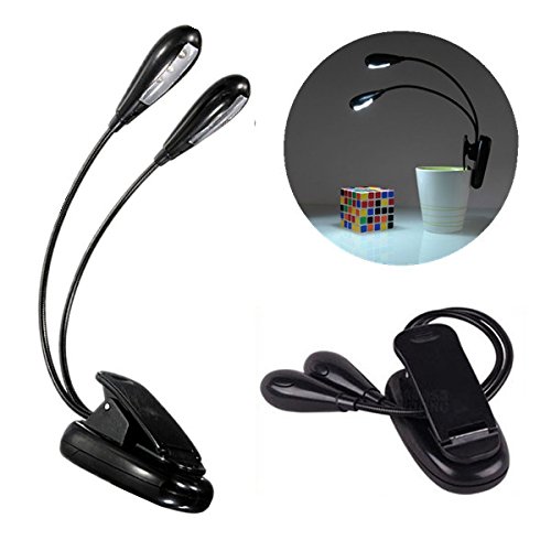 Flexible Dual Arm 8 LED Clip Desk Light Book Reading Laptop Stand Lamp ...