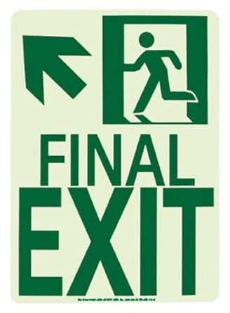 Sign, Final Exit, 8"x11", Left and Up, Green Egress, Photoluminescent ...