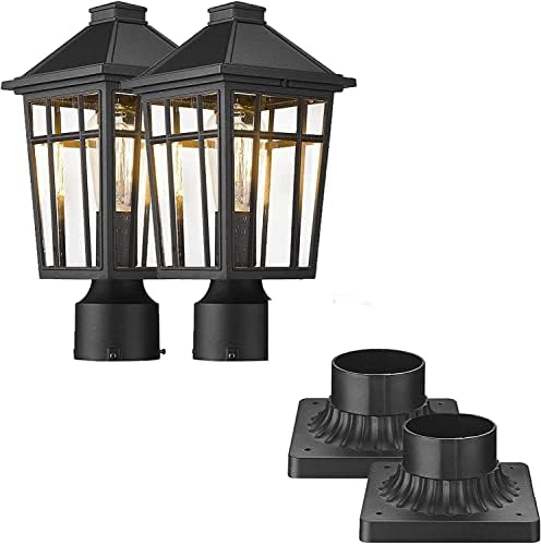 Outdoor Post Lights+ Post Light Adapter，Fence Post Lights Cast Aluminum ...