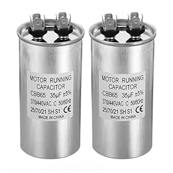 Amazon.com: PATIKIL 35uF ±5% 35MDF 370/440V AC Fan Start Capacitor,2Pcs CBB65 Circular Run ...