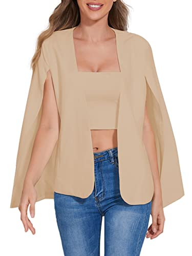 Umenlele Women’s Open Front Split Sleeve Work Business Blazer Cape ...