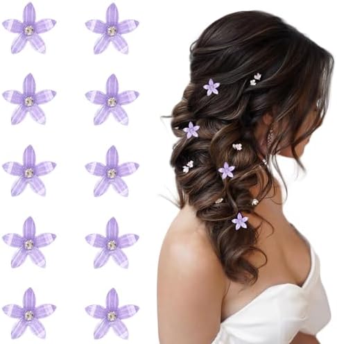Amazon.com : 10 Pcs Mini Flower Hair Clips with Rhinestone, Cute Flower ...