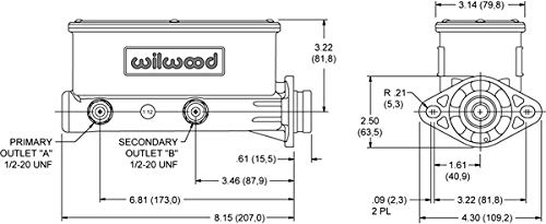 Snapklik.com : Wilwood Master Cylinder, Tandem, 1 In Bore, 1.100 In ...