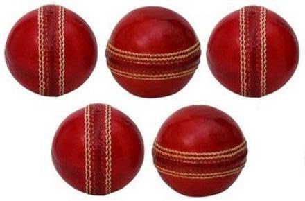 Cricket Red Leather Ball Cricket Synthetic Ball (Pack of 5, Red ...