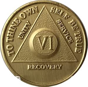 Amazon.com: 6 Year AA Medallion Traditional Bronze Raised Center ...