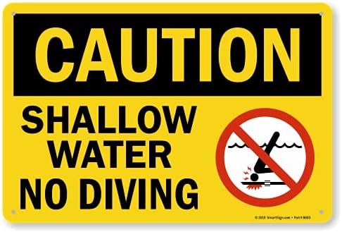Amazon.com: Caution Shallow Water No Diving Signs 10" x 7" No Diving ...