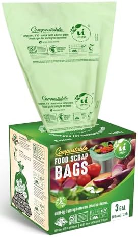 Amazon.com: UNNI Compostable Trash Bags, 3 Gallon / 11.35 Liter, 200 ...