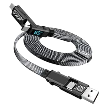 Amazon.com: 4 in 1 Fast Charging Cable with Wattage Display, Nylon ...