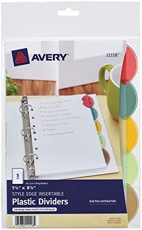 Avery 11118 Separador Plástico Insertable, 5 Divisiones : Amazon.com.mx ...