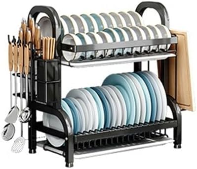 SMHOUSE 304 Stainless Steel Dish Drainer Rack, 2 Tier Dish Drying Rack ...