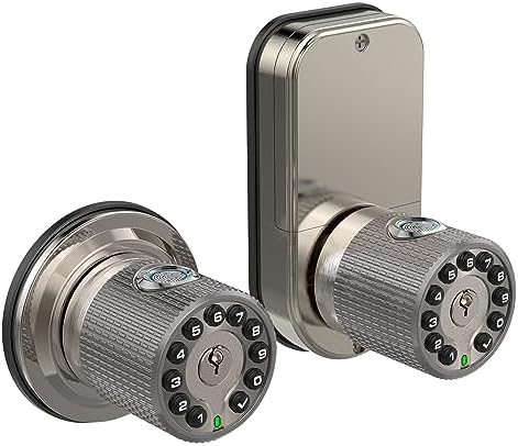 Double Sided Keypad Door Knob with Dual Cylinders and Key Alike, iuknob ...