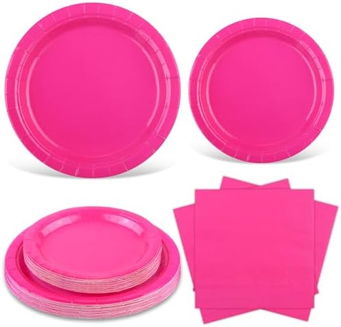 Amazon.com: WYQJHKV Hot pink Party Supplies Set Include Hot Pink Paper ...