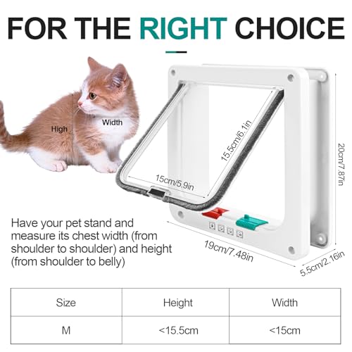 Cat Flap, Magnetic Pet Door With 4-Way Lock, Dog Flap, Cat Gate, Cat ...