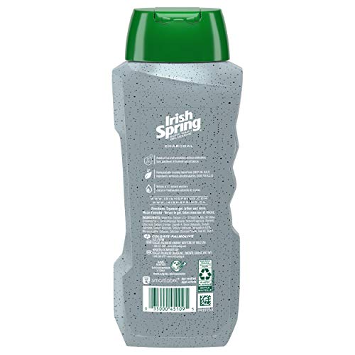Irish Spring Charcoal Men's Body Wash, Pure Fresh - 18 Fluid Ounce (6 Pack)