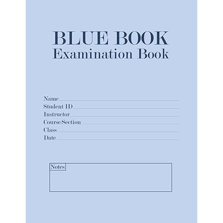 TestingForms.com 8.5" x 7" Examination Blue Book 8 Sheets 16 Pages 10 ...