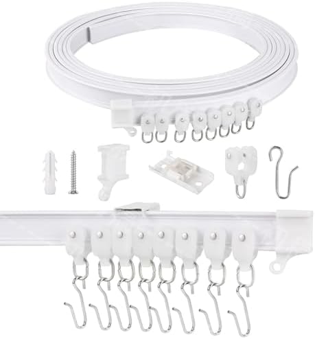 Amazon.com: VRSS Flexible Bendable Curved Ceiling Curtain Track With ...