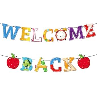 Back to School Banners Welcome Back Words Hanging Banner, School Return ...