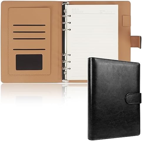 GoodSing Leather A5 Ring Binder Notebook, 6 Ring A5 Binder with A5 ...