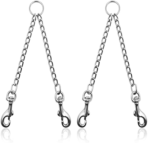 Amazon.com : 2 Pieces Heavy Duty Double Dog Leash Metal Chain,YuCool ...