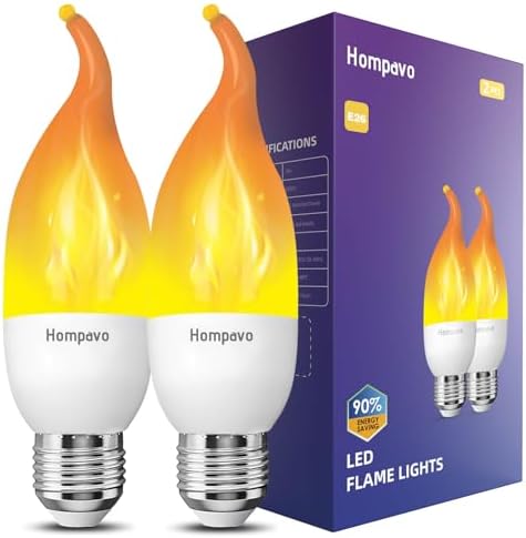Hompavo 【Upgraded LED Flame Light Bulbs, 3 Modes Flickering Light Bulbs ...