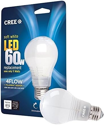 Cree 60W Equivalent Soft White (2700K) A19 Dimmable 11W LED Light Bulb ...
