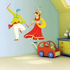 Graphics Decor | Garba (Navratri dandiya) Design Wall Sticker (57 * 53 ...