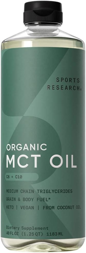 Sports Research Keto MCT Oil from Organic Coconuts - Fatty Acid Fuel for Body + Brain - Dual ...