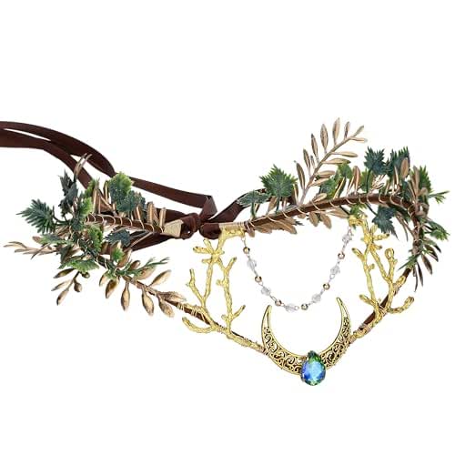 Amazon.com : MOSTORY Flower Fairy Crown Headband - Woodland Elf ...