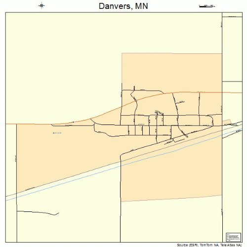 Large Street & Road Map of Danvers, Minnesota MN - Printed poster size ...