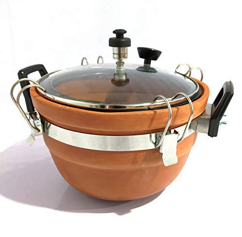 Buy Organic Clay Crafts Earthen Cooker with Lid for Curry/Dal/Frying, 3 ...