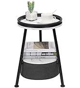 Amazon.com: LEMONDA Small Round End Table, 2 Tier Round Side Table with ...
