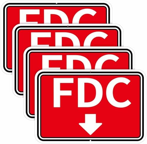 Tandefio 4 Pcs FDC Sign with Down Arrow 12 x 18 Inches Fire Department ...