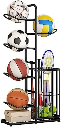 Amazon.com: ADTSADDTO Ball Rack, Football Stand, Basketball Organizer ...