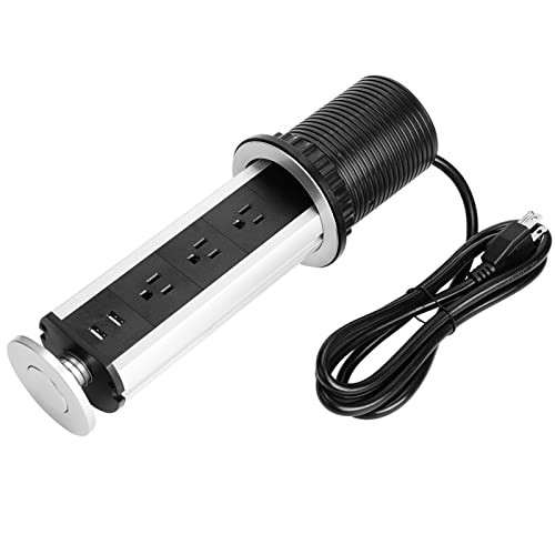 PopUp Socket, Retractable Recessed Outlet with 3 AC Ouletes 2 USB Ports ...