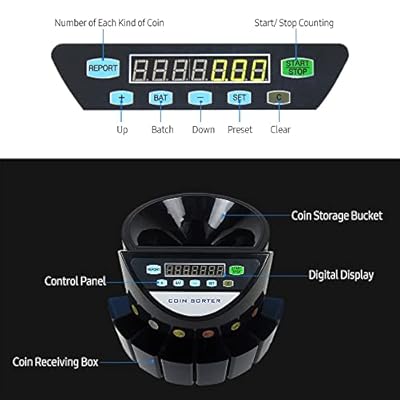 Coin CounterElectronic Coin Counter Sorter Euro 300 Coins Mini Digital ...