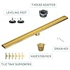 Bernkot Linear Shower Drain 42", Brushed Floor Drain with Tiled Insert ...