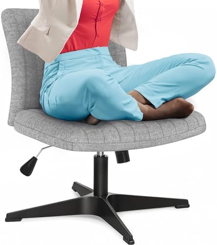 Amazon.com: Cross Legged Chair - Wide Office Chair, Armless Desk Chair ...