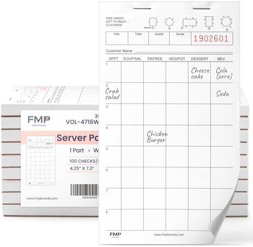 Amazon.com: FMP Brands Server Note Pads Paper, Guest Check Books, Total ...