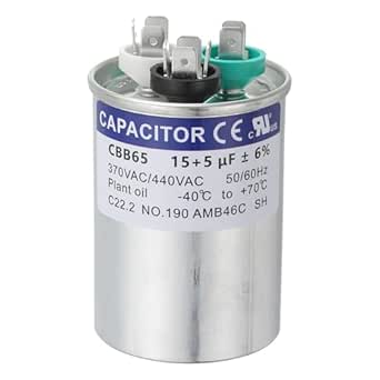 PATIKIL CBB65 Capacitor, 15+5uF 370-440 VAC 50/60Hz Aluminium CBB65 Air Conditioner Motor ...